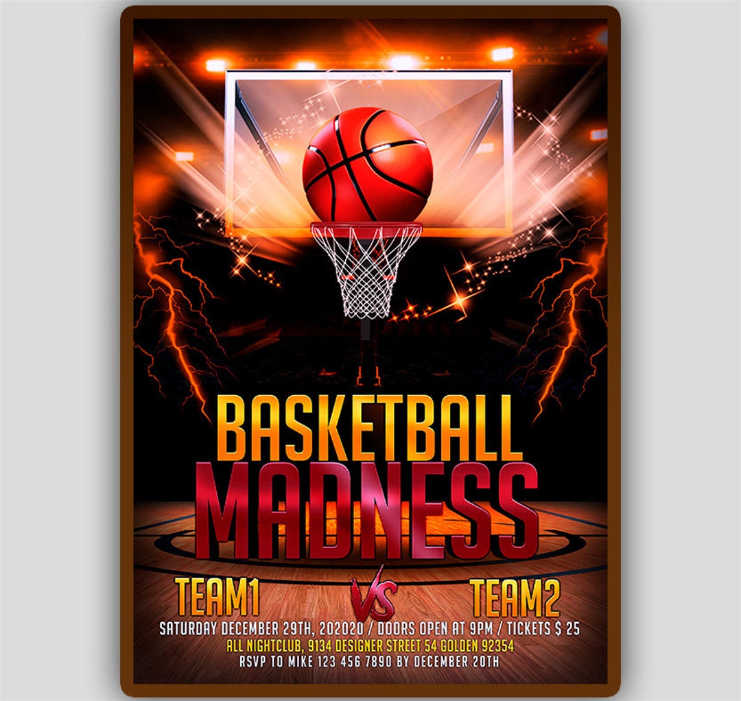 Basketball Birthday Invitation, Basketball Playoffs Flyer, Basketball ...