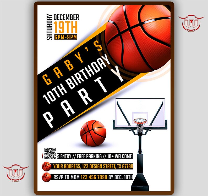 Basketball Birthday Party Invitation Basketball Invite - Etsy