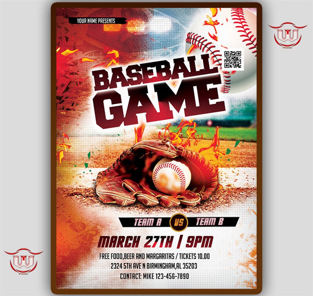 Baseball Game Invitation, Baseball Birthday Party Flyer, Baseball ...