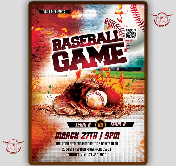 Baseball Game Invitation Baseball Birthday Party Flyer | Etsy