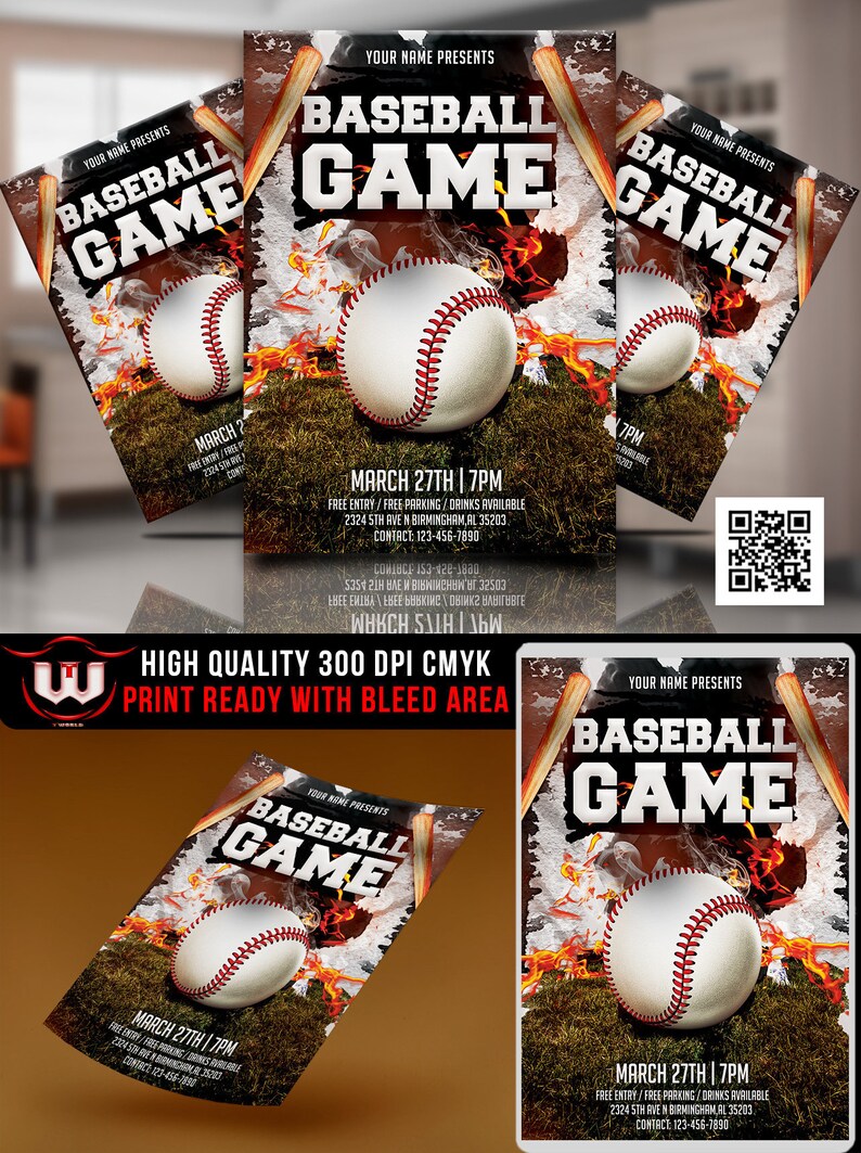 Baseball game flyer baseball night flyer baseball birthday | Etsy