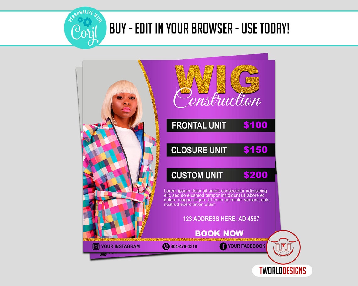 Wig Unit Flyer Wig Making Service Flyer Wig Price List | Etsy