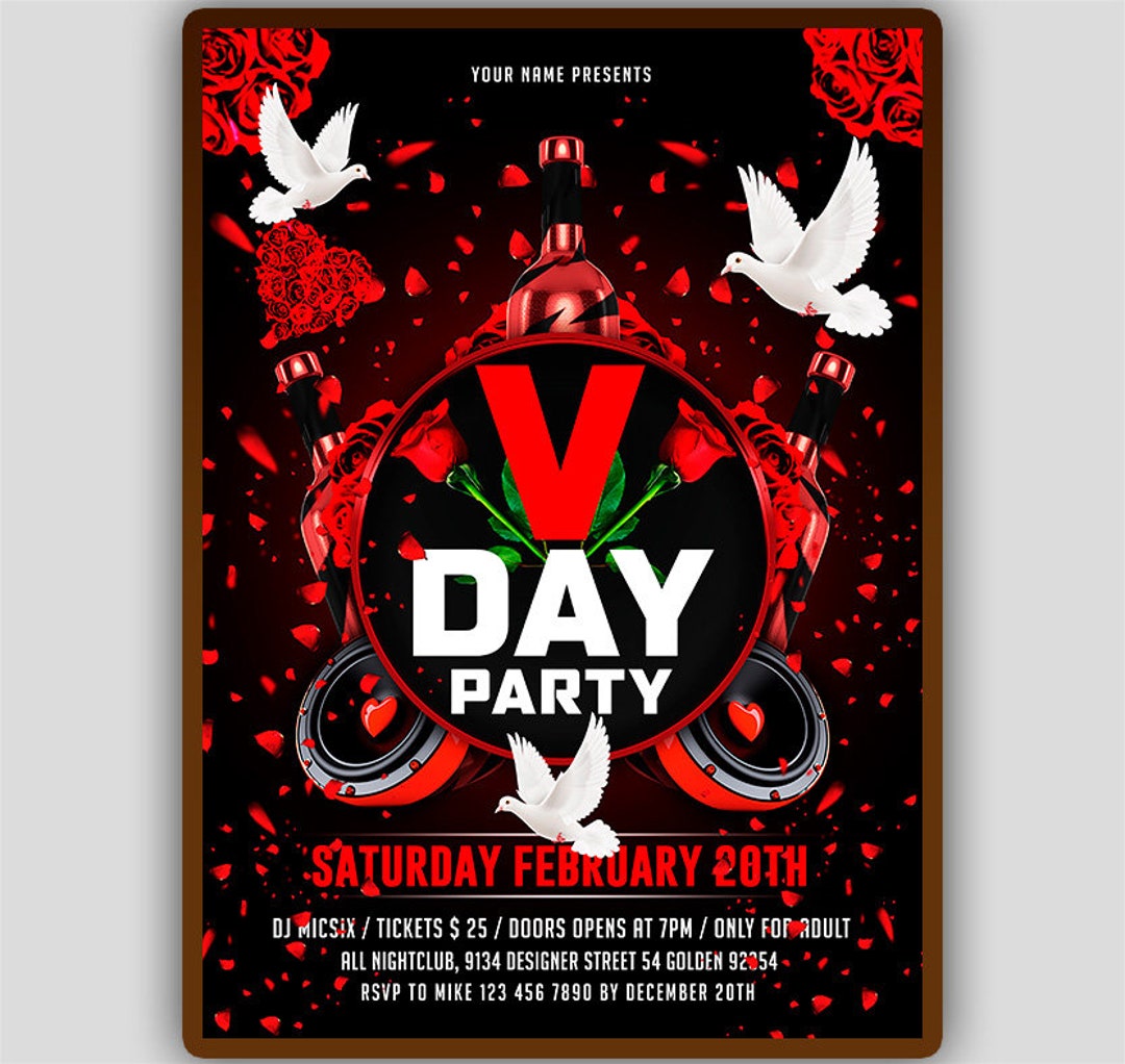 Valentines Party Invitation, Red and Black Valentine's Day Party ...