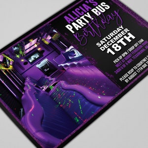 Party Bus Flyer Design, Party Bus Birthday Invitation, Party Bus ...