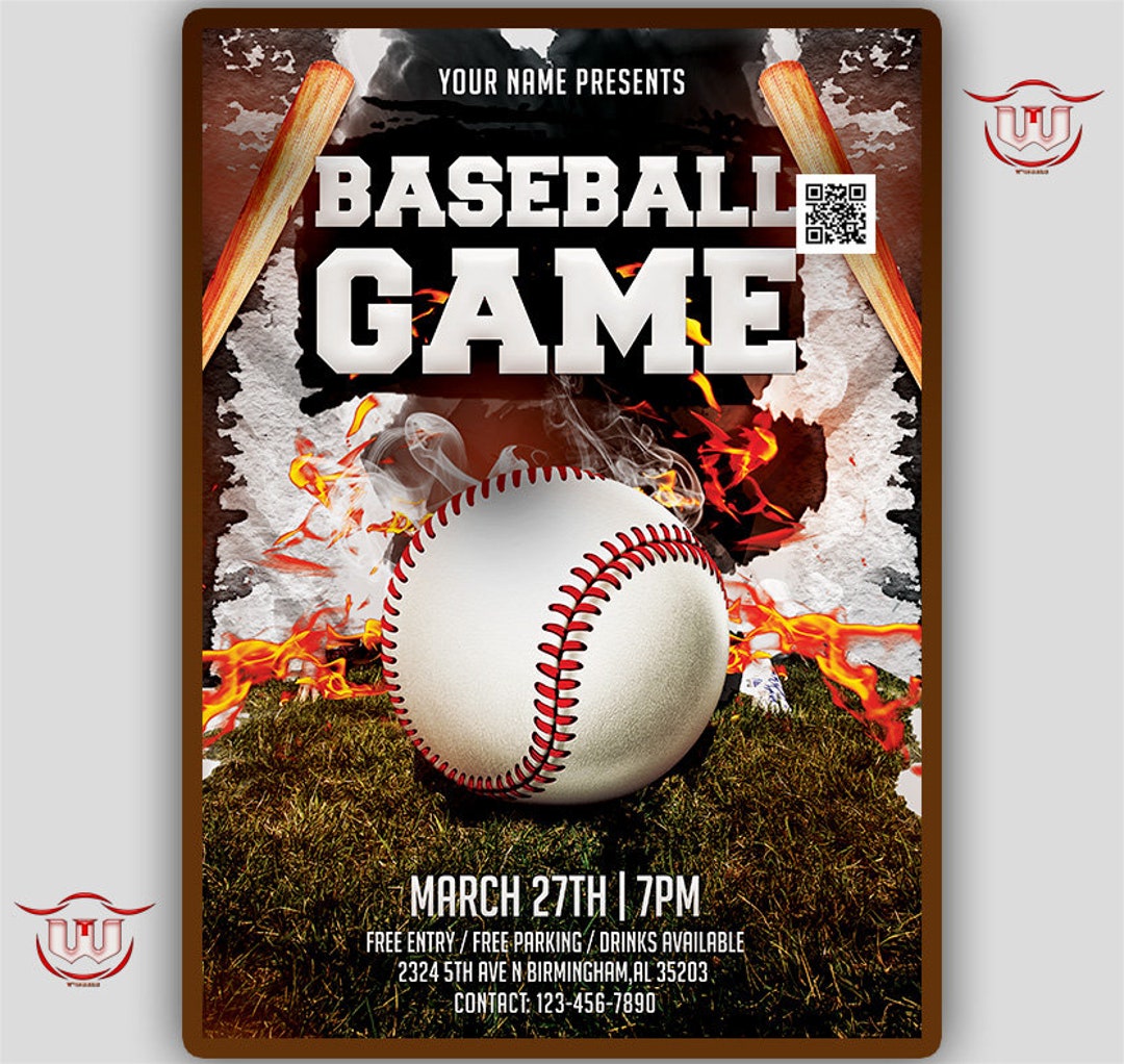 Baseball Game Flyer, Baseball Night Flyer, Baseball Birthday Invitation ...