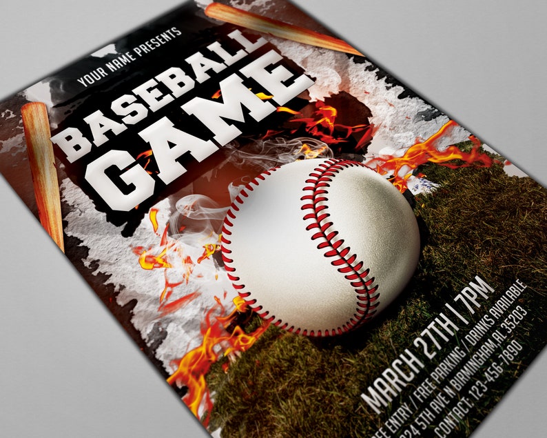 Baseball game flyer baseball night flyer baseball birthday | Etsy