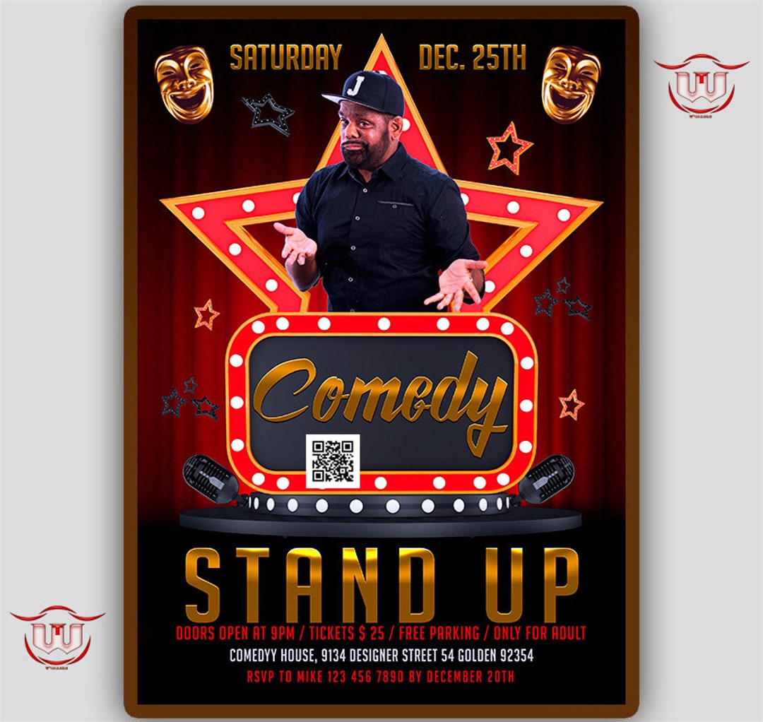 Stand up Comedy Night Invitation, Comedy Flyer, Comedy Night Flyer ...