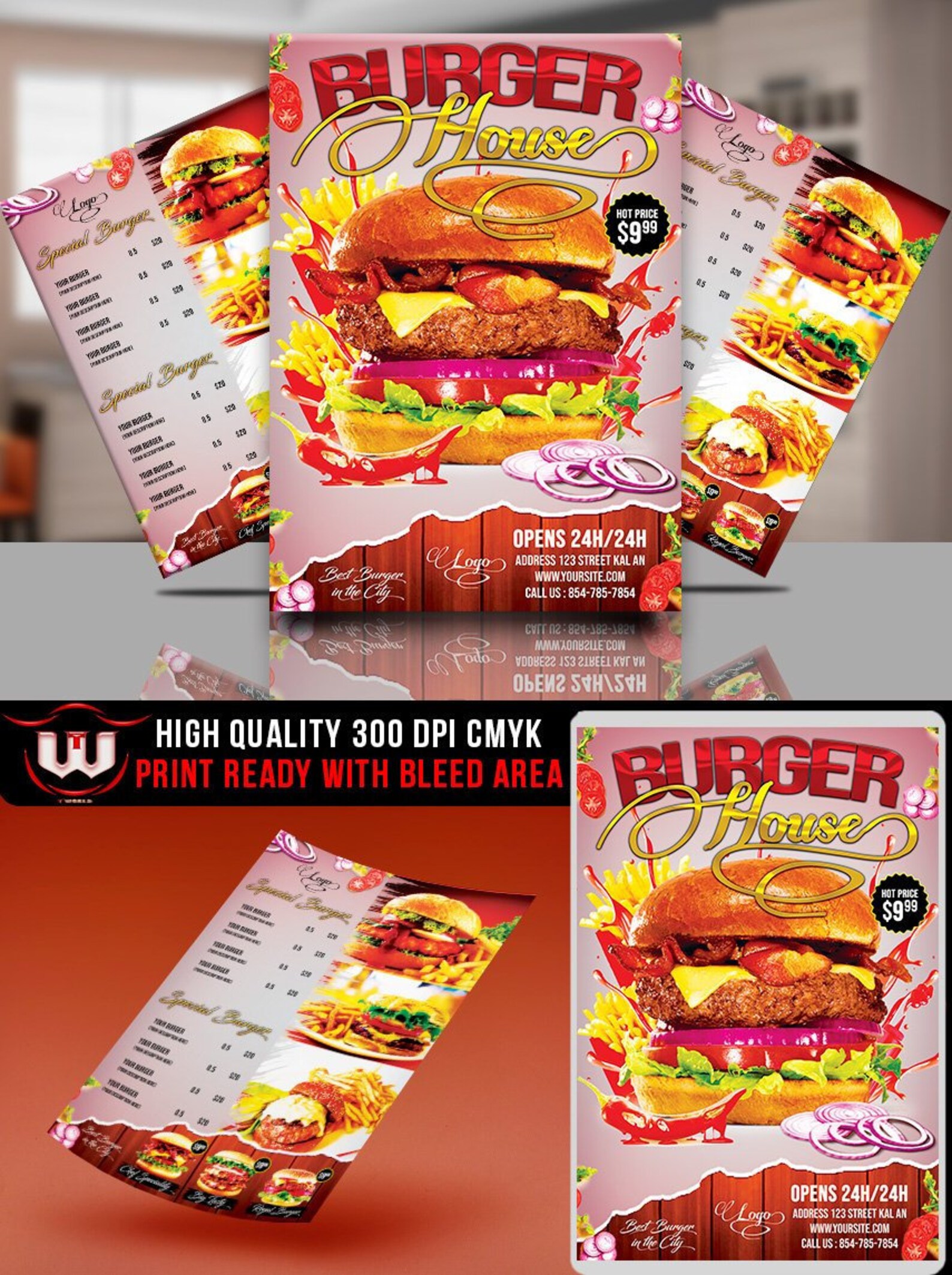 Burger Menu Brochure Burger Menu Flyer Bar Burger Menu Flyer - Etsy