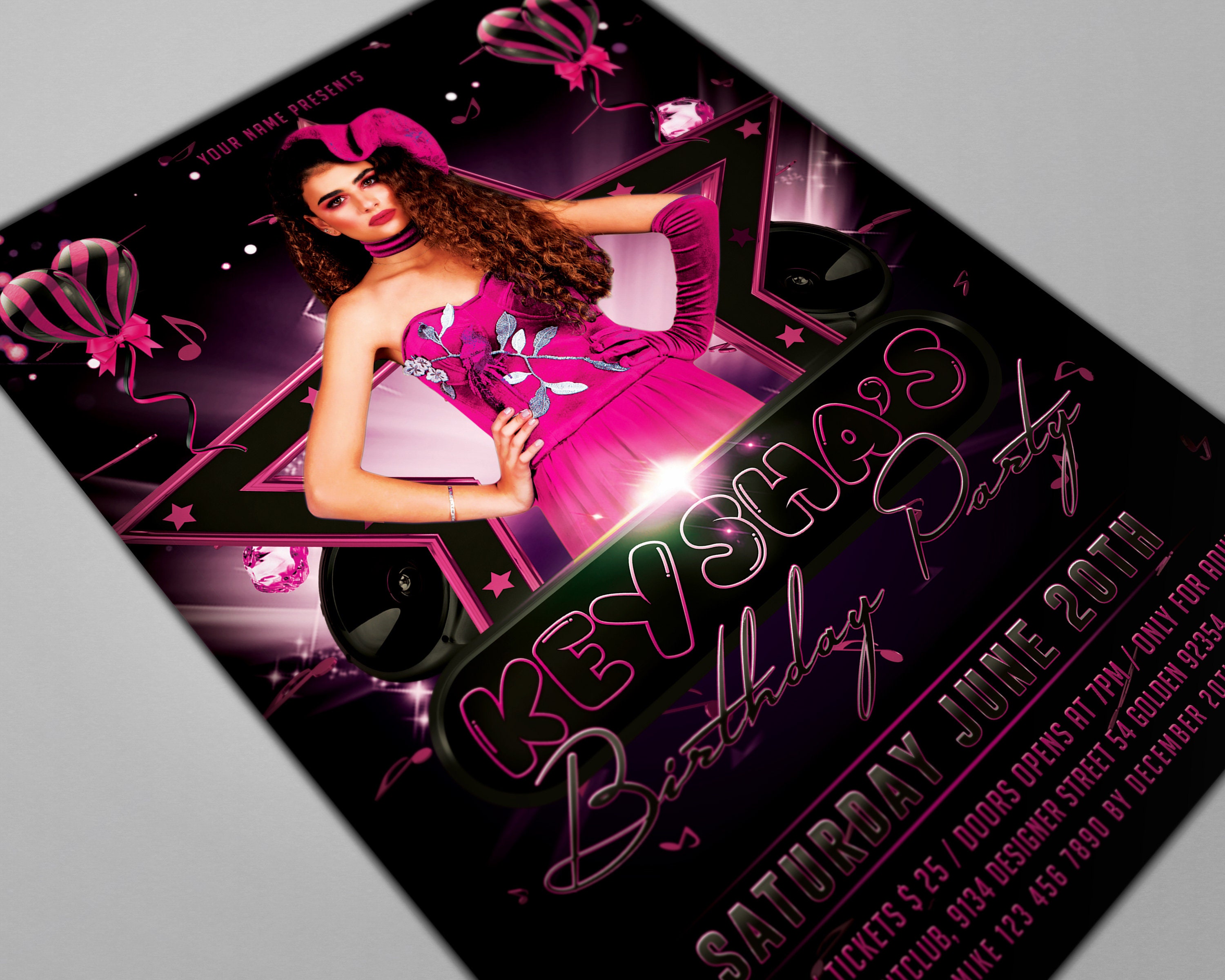 Pink Birthday Party Flyer Pink Birthday Invitation - Etsy Canada
