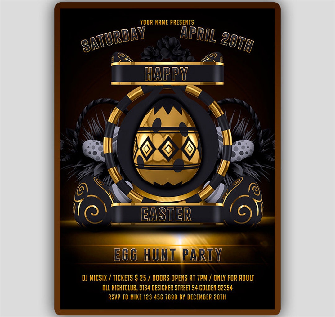 Easter Party Invitation, Egg Hunt Flyer, Happy Easter Celebration Flyer ...