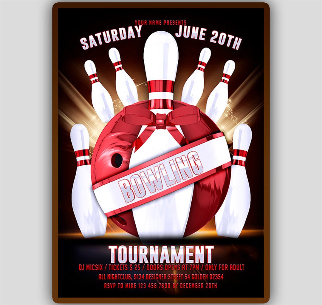 Bowling Club Flyer, Bowling Party Invitation, Bowling Birthday Invite ...