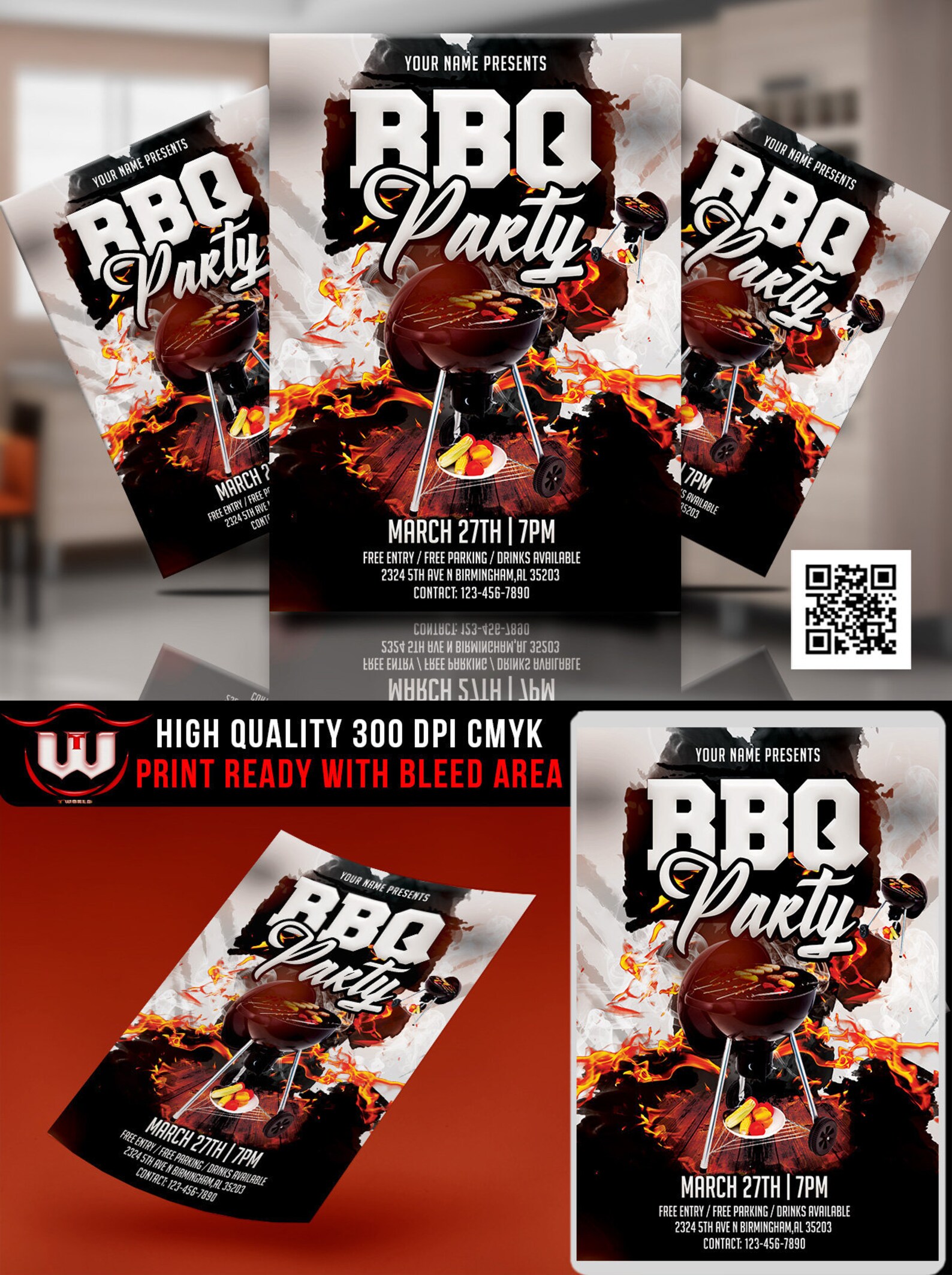 BBQ Party Flyer Barbecue Invitation Bbq Invite Bar and - Etsy