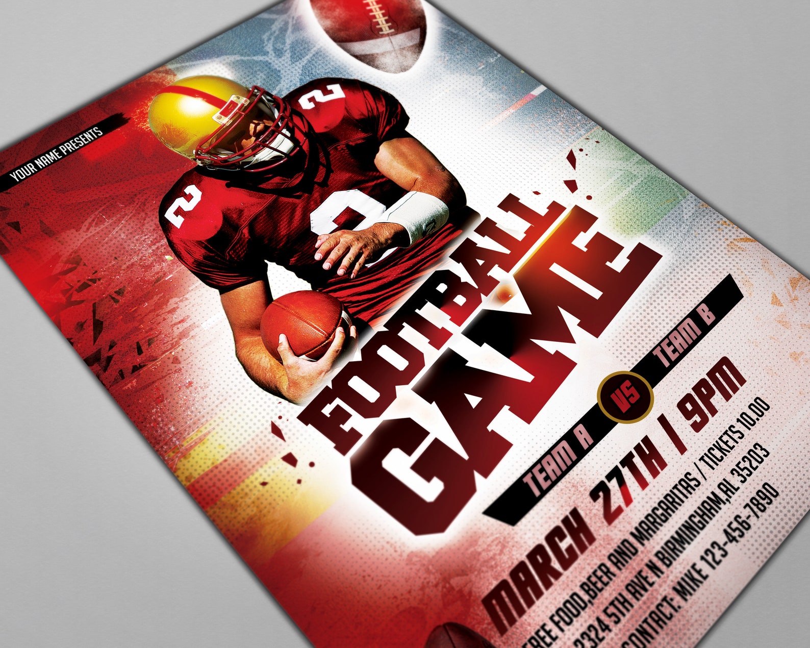 Football Game Invitation, Football Birthday Party Flyer, Football ...