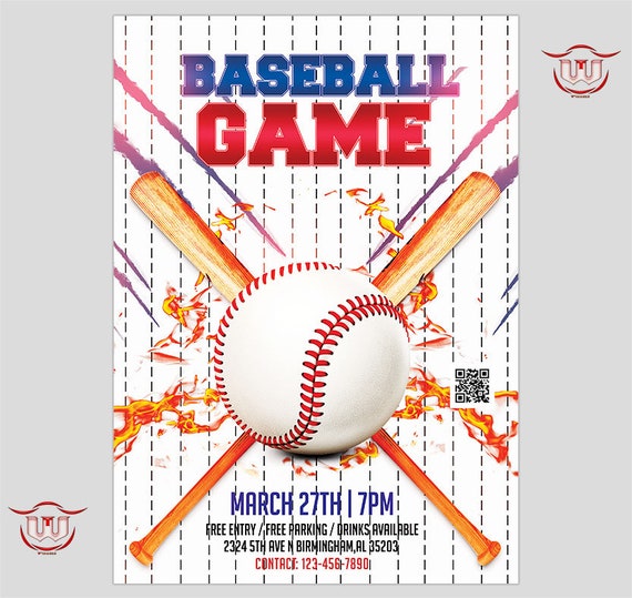 Baseball Birthday Invitation Baseball Game Flyer Baseball | Etsy