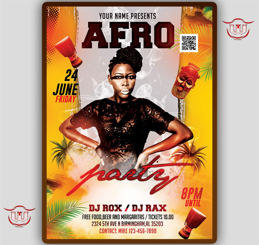 African Party Flyer, African Night Invite, Afro Party Invitation, Afro ...