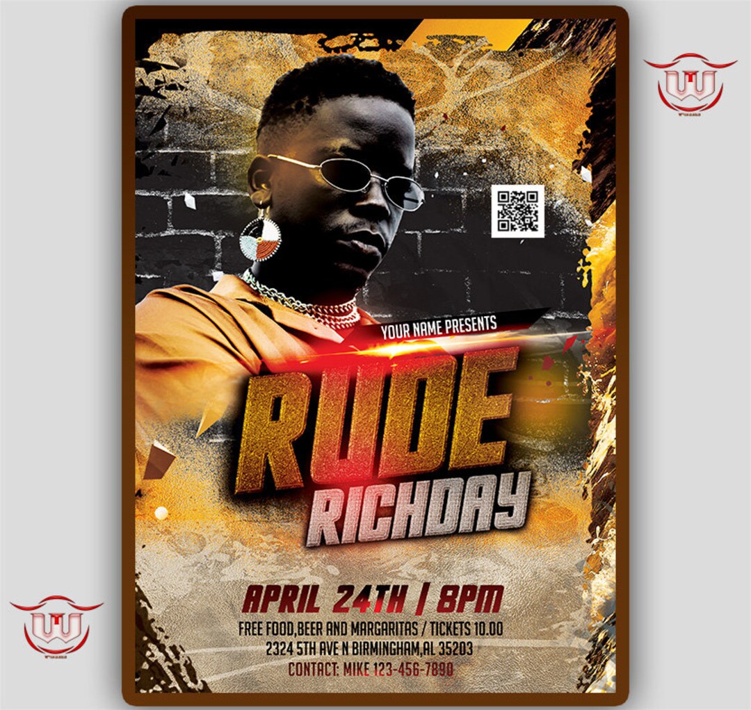 Hip Hop Artist Flyer, Gold Hip Hop Flyer, Night Club Party Flyer, Hip ...