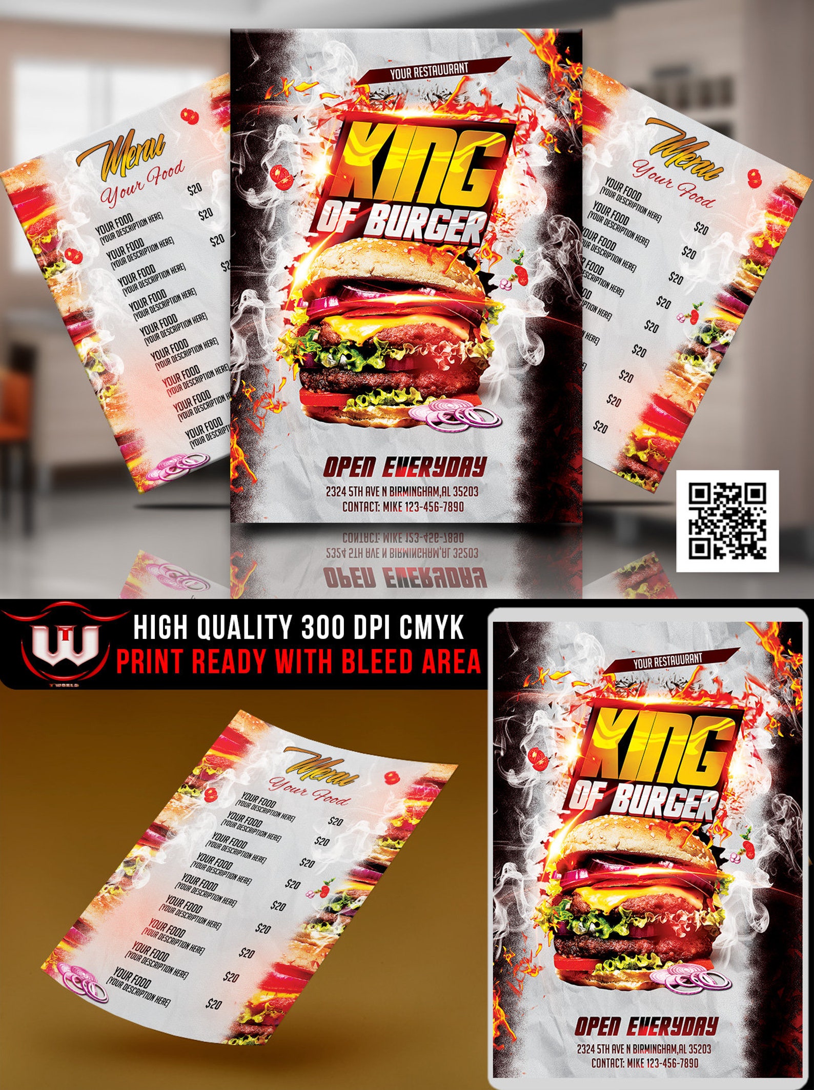 Burger Bar Menu Flyer Fast Food Menu Custom Food Menu | Etsy