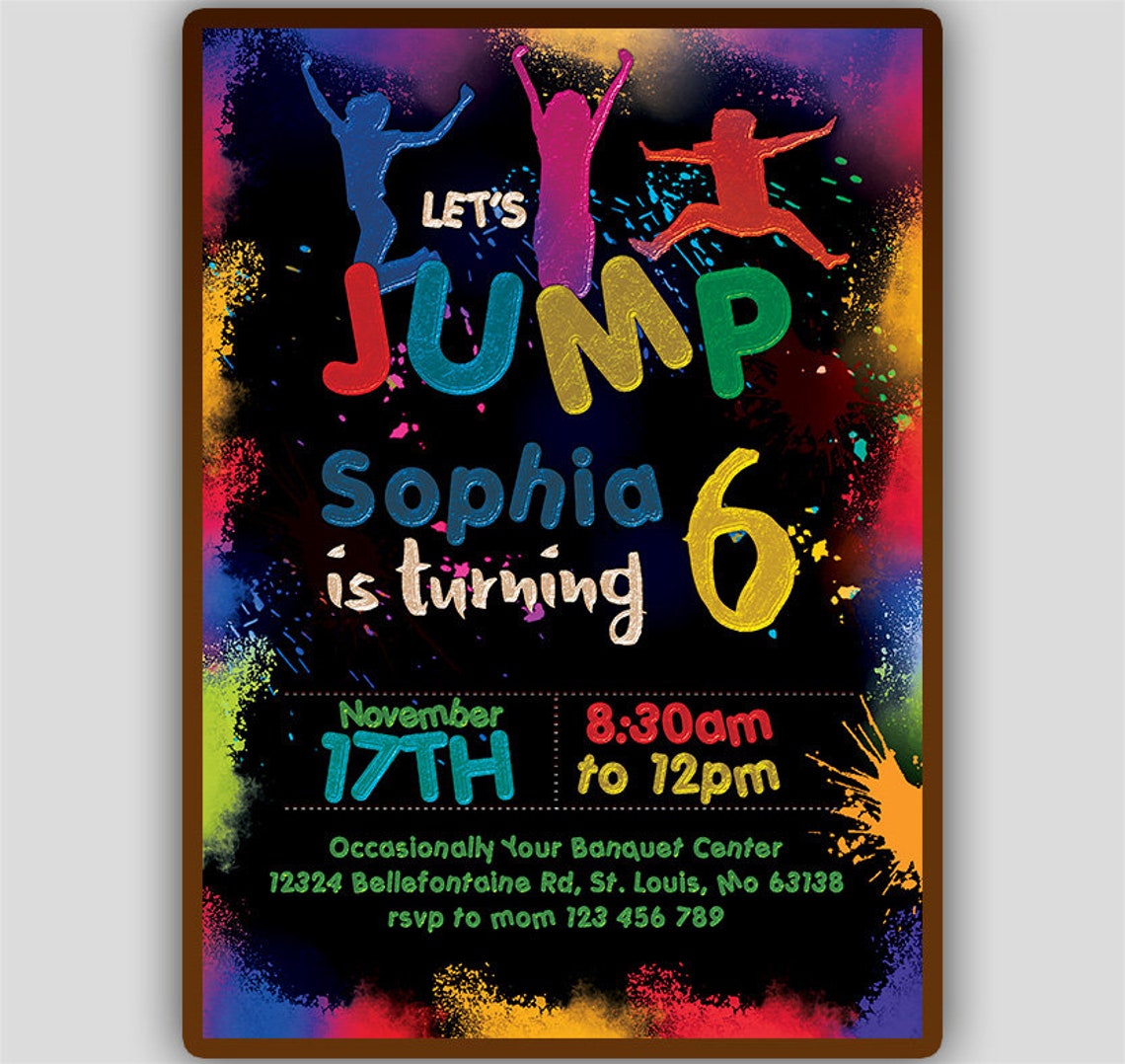Jump Birthday Invitation Jump Birthday Party Invite Jump - Etsy
