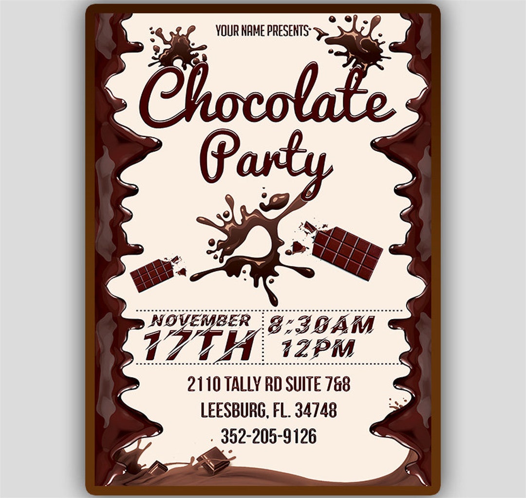 Invitación de cumpleaños de chocolate, invitación a fiesta de ...