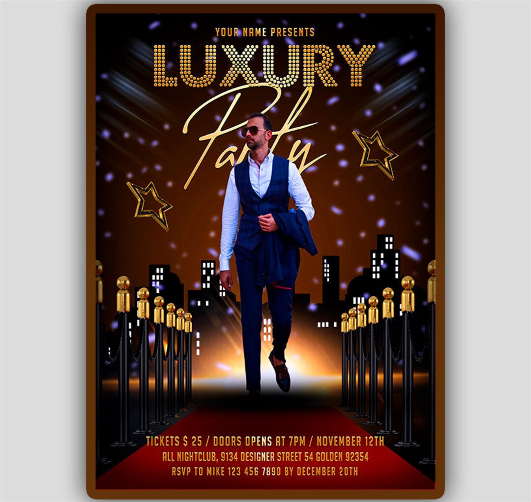 VIP Birthday Celebration Flyer, Classy Birthday Invitation, Deluxe ...