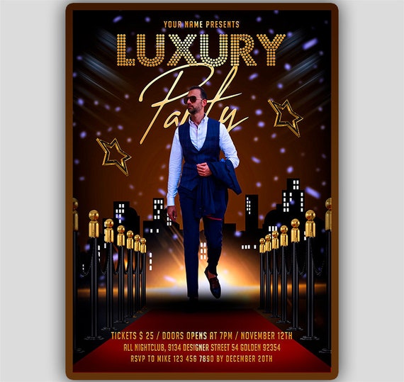 Vip party flyer classy invitation deluxe party invite fancy | Etsy