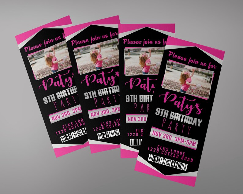 Pink Birthday Ticket Pink Invitation Ticket Blackboard | Etsy