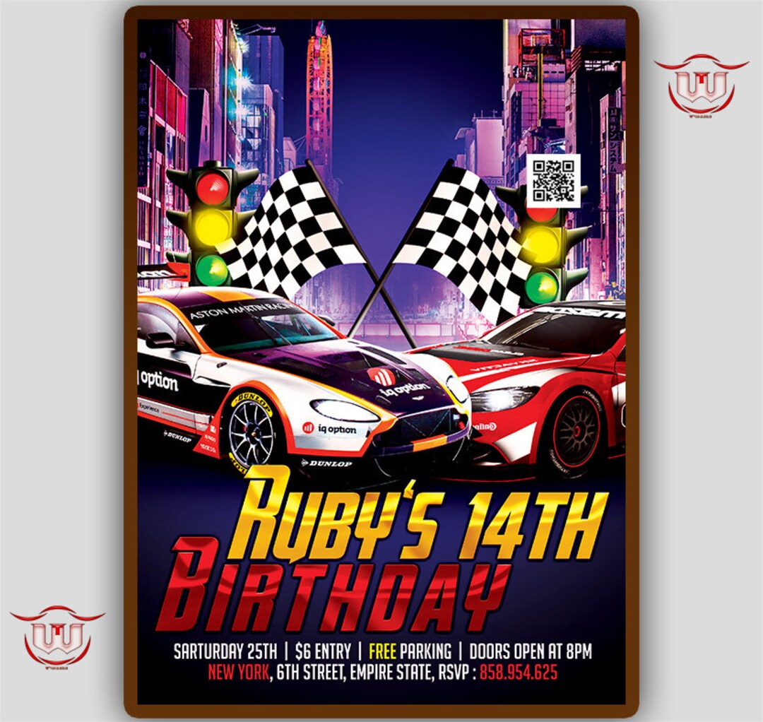 Car Birthday Invitation, Car Racing Invitation, Car Birthday Party ...