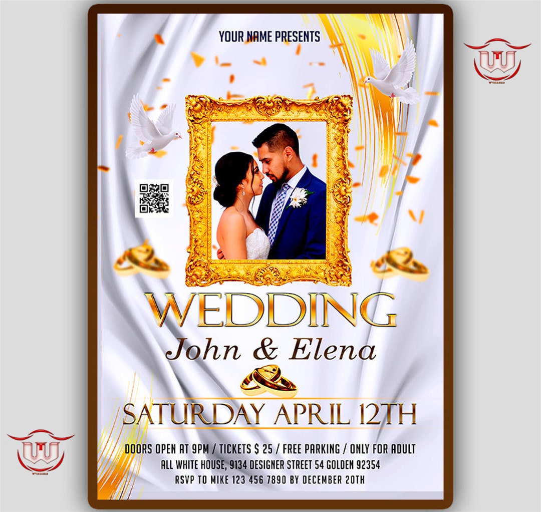Wedding Invitation, Wedding Flyer, Nuptials Invitation, Mariage ...