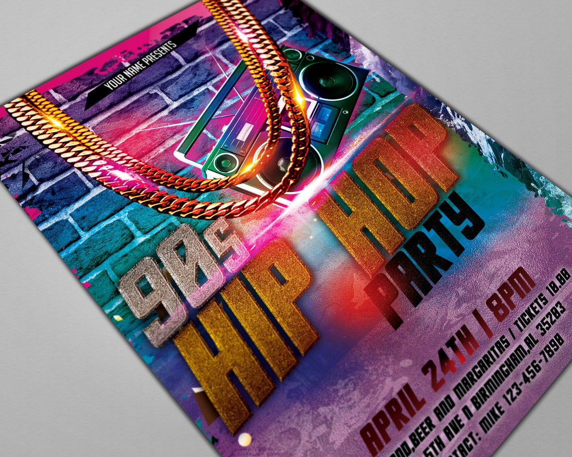 90's hip hop party Invitation 90s hip hop party flyer | Etsy