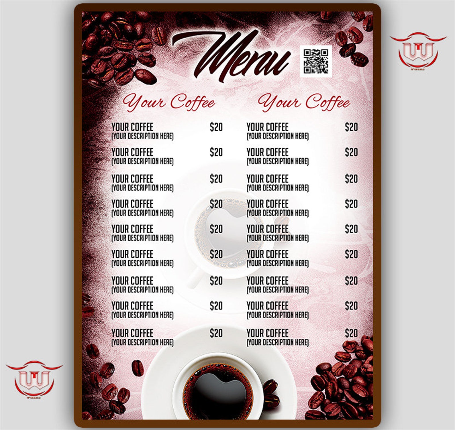 Coffee Shop Menu Brochure Coffee Shop Menu Flyer Coffee - Etsy
