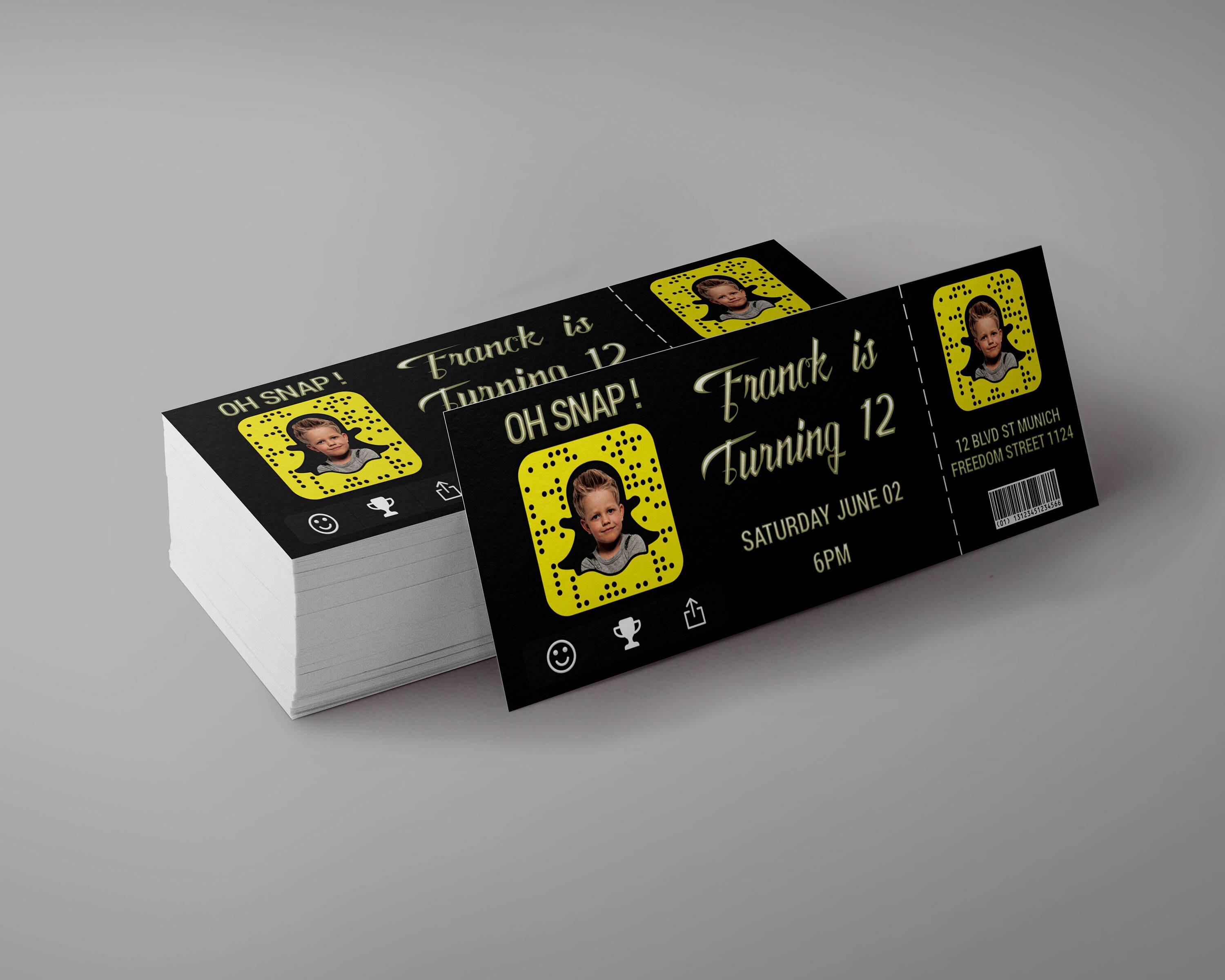 Snapchat Birthday Invitation Ticket Design Snap Birthday | Etsy