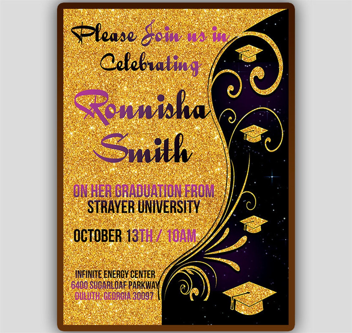 Glitter Graduation Invitation Graduation Celebration Flyer | Etsy