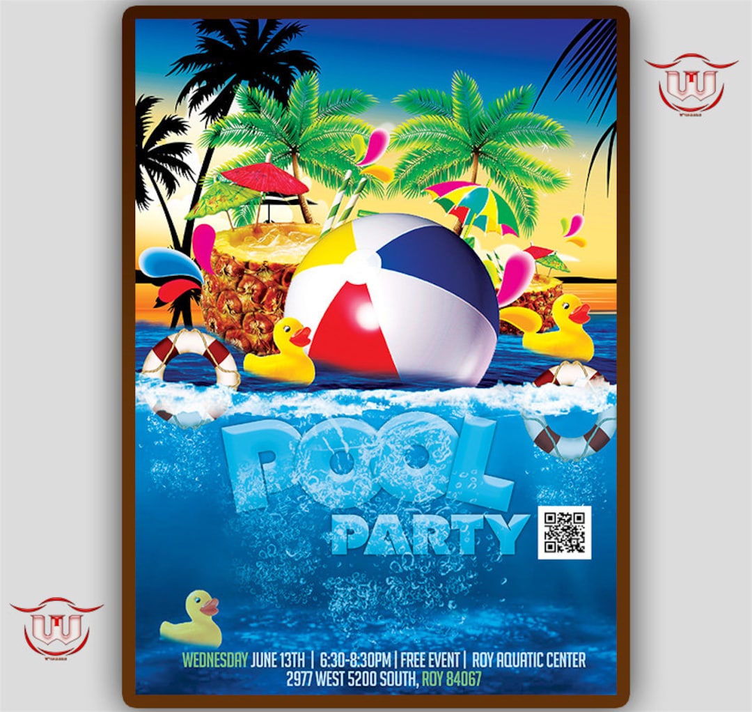 Blank Printable Pool Party Invitations