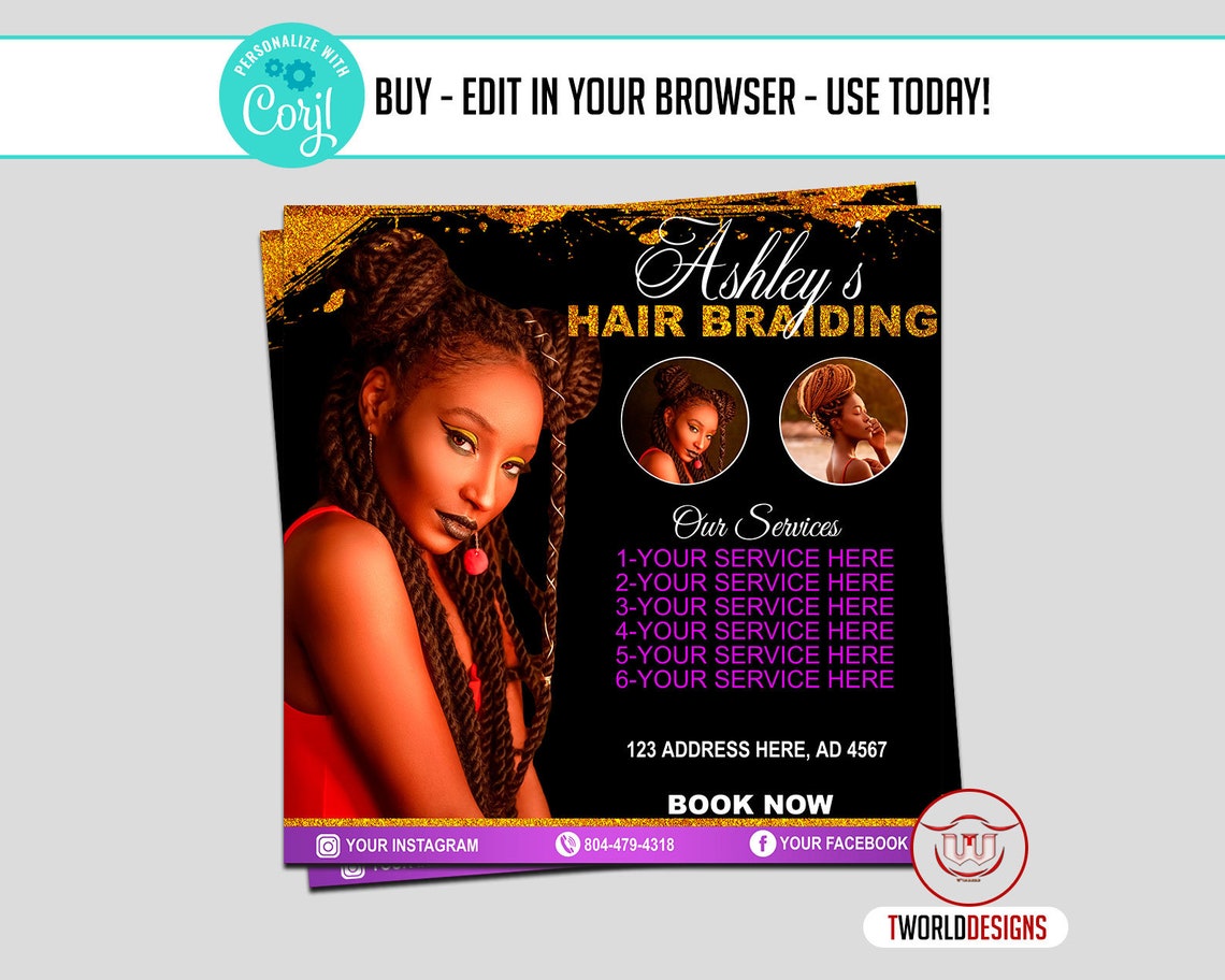 Social Media Dread Locks Flyer African Braiding Flyer Braids | Etsy