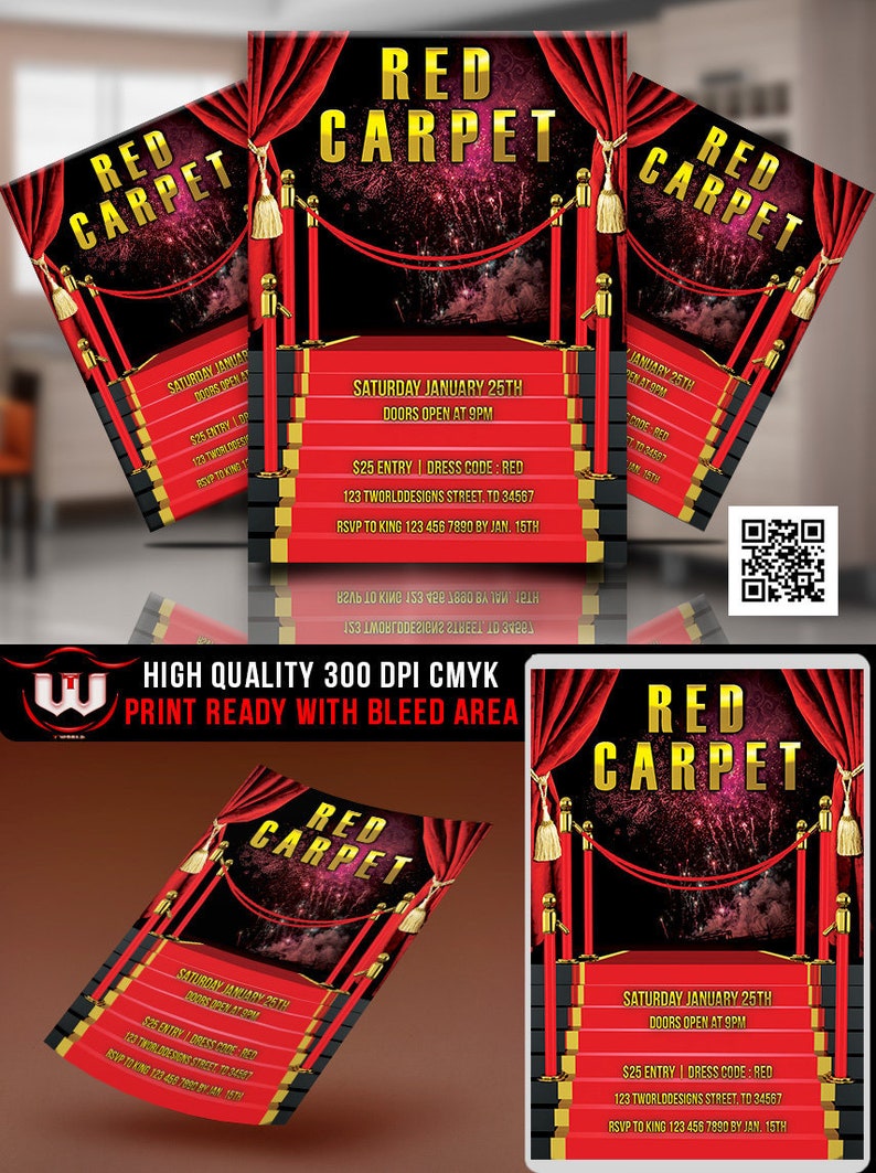 Red Carpet Invitation Red Carpet Flyer Red Carpet Party - Etsy
