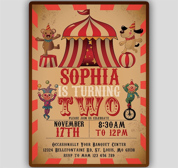 Invitación de cumpleaños de circo Invitación a fiesta de | Etsy México