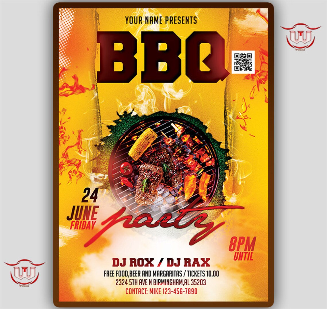 BBQ Flyer BBQ Invitation Barbecue Flyer Bbq Party Invite - Etsy
