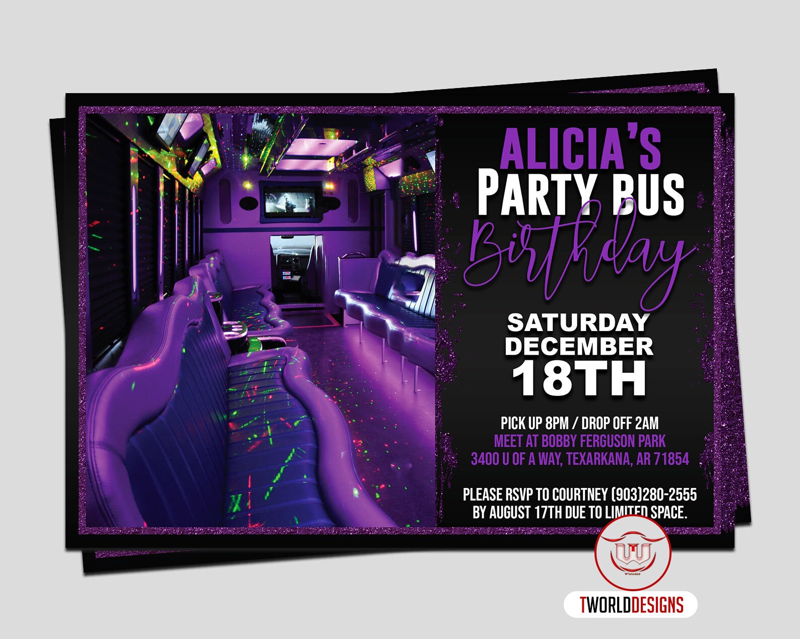 Party Bus Flyer Design Party Bus Birthday Invitation Party - Etsy