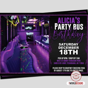 Party Bus Flyer Design, Party Bus Birthday Invitation, Party Bus ...