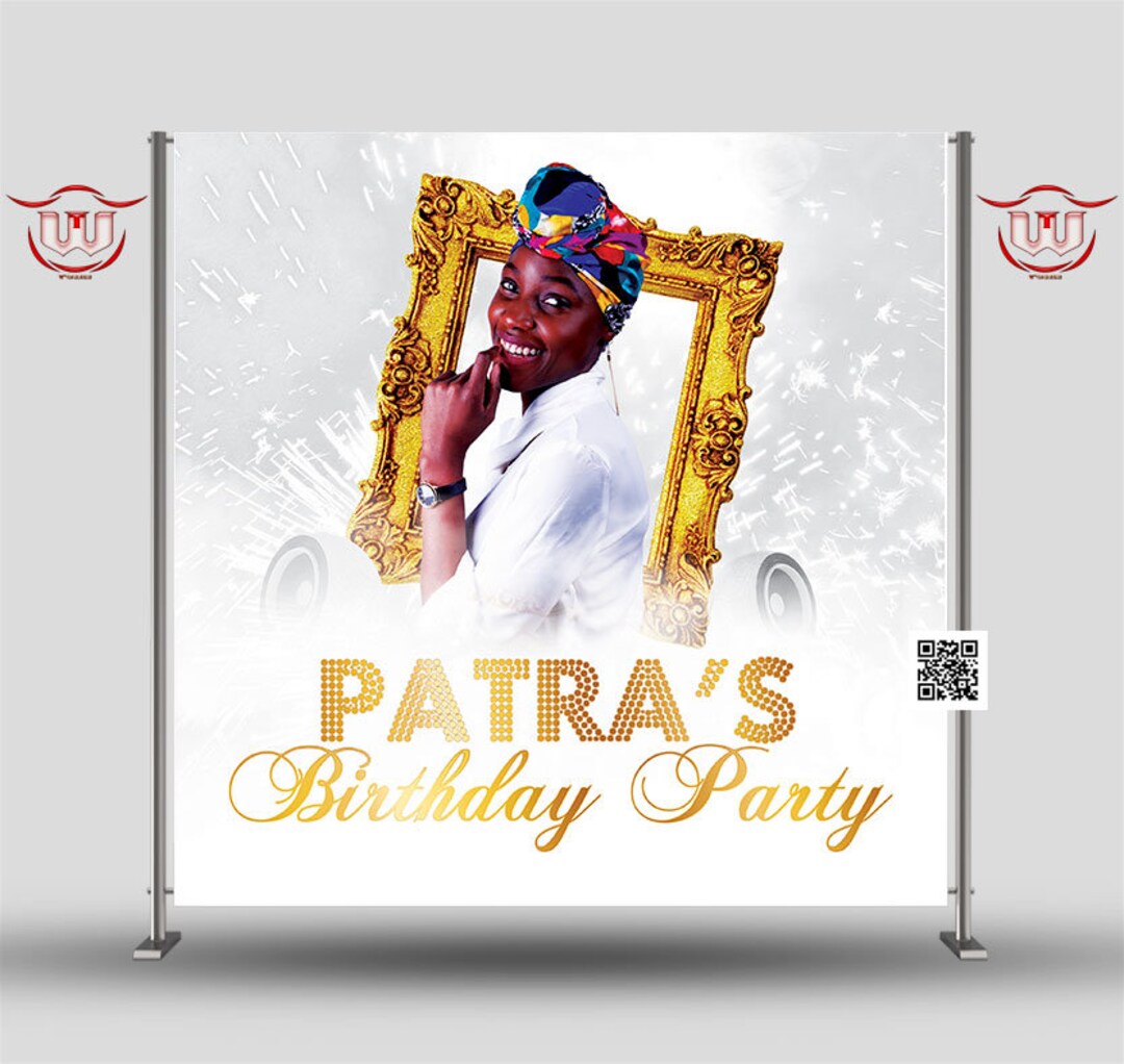 Gold and White Birthday Photo Backdrop, White and Gold Birthday ...