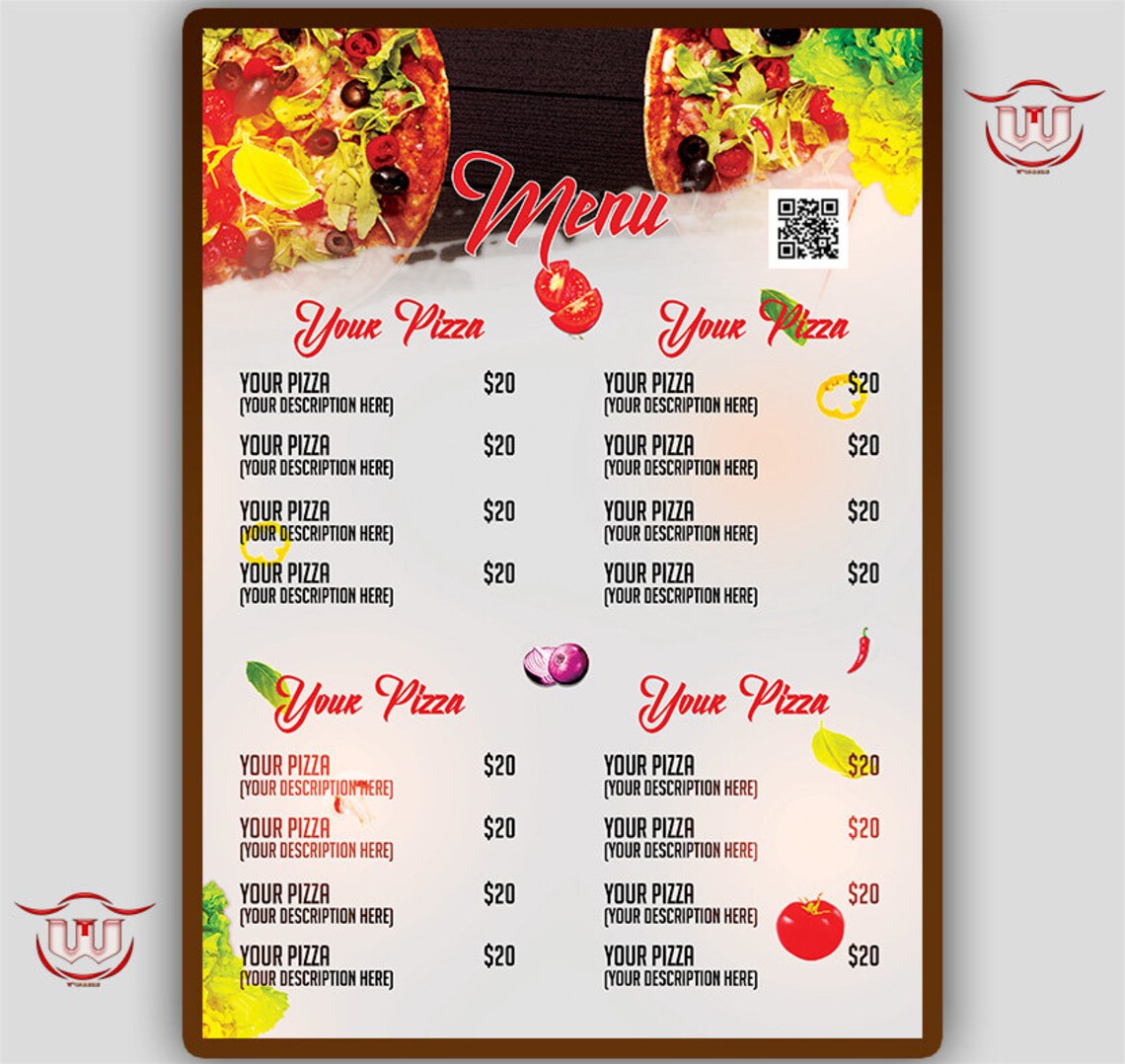 Pizza Flyer Design Pizza Menu Flyer Pizza Restaurant Flyer | Etsy