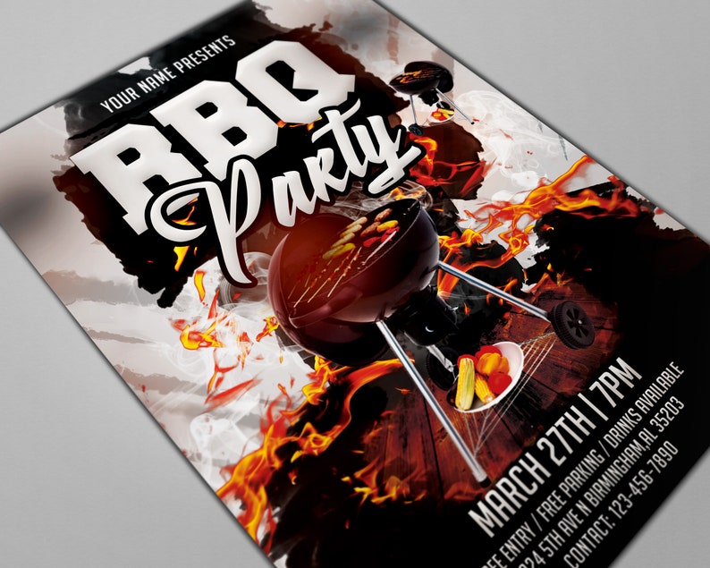 BBQ Party Flyer Barbecue Invitation Bbq Invite Bar and - Etsy