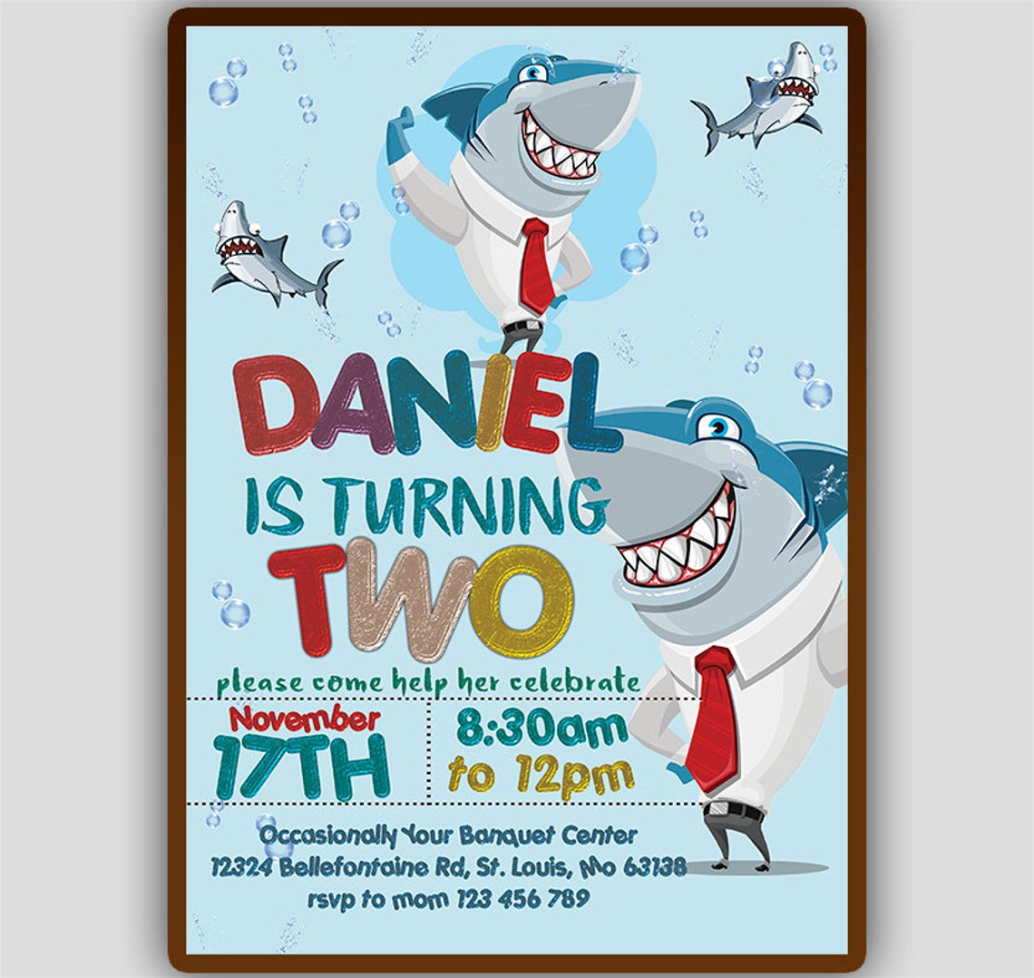 Shark Invitation Shark Birthday Party Invite Shark | Etsy