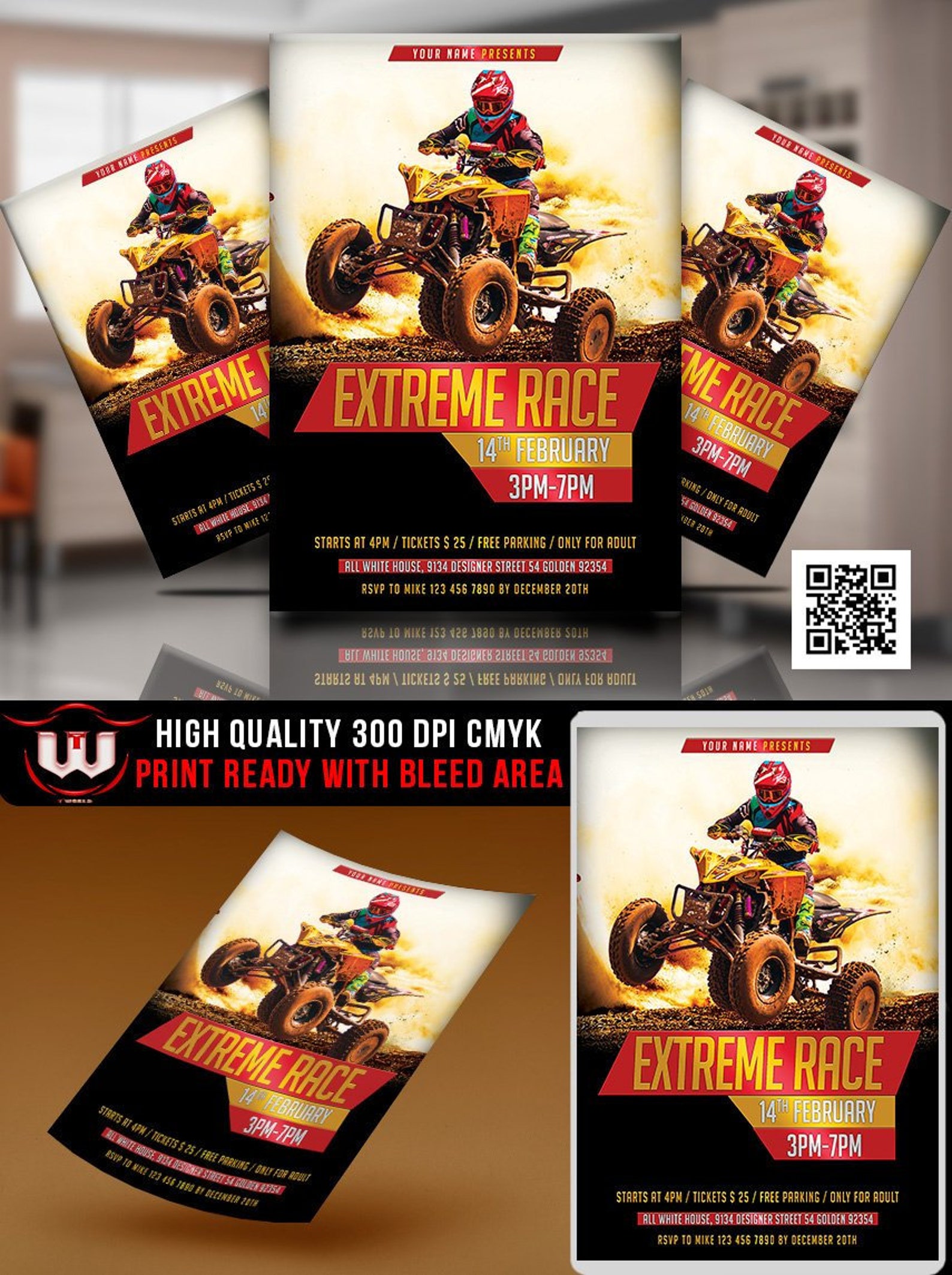 ATV Flyer ATV Invitation 4 Wheeler Invitation Extreme Race - Etsy