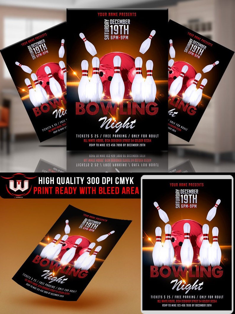 Bowling Birthday Party Invite Bowling Night Invitation - Etsy