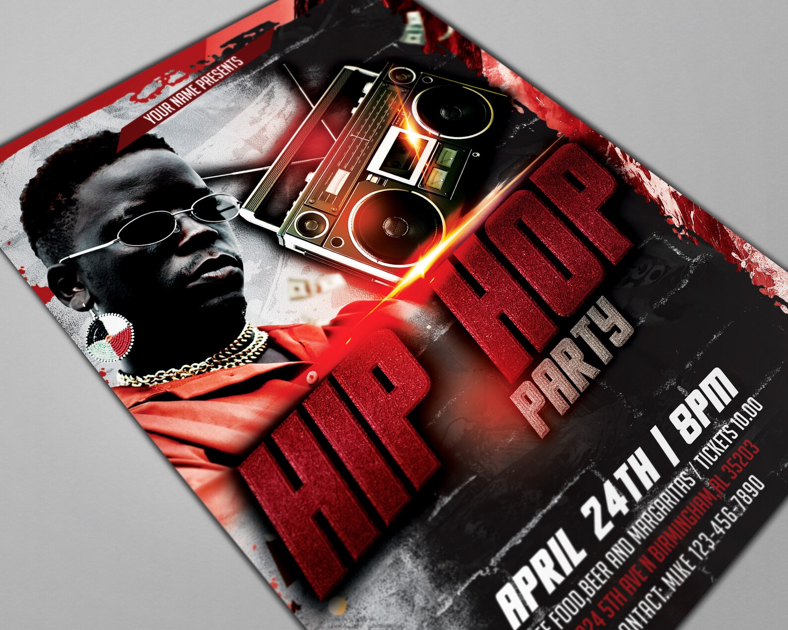 Hip Hop Night Flyer, Hip Hop Birthday Invitation, Old School Flyer ...