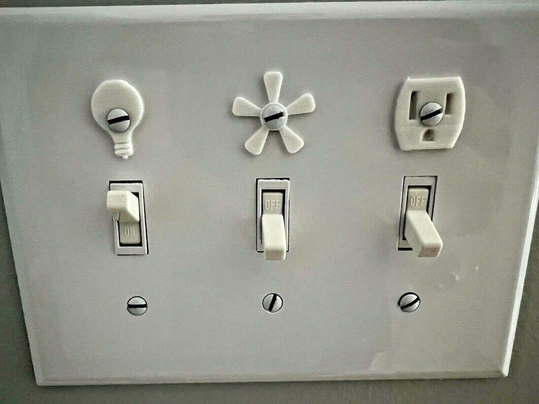 6 Pack! 3D Printed Light Switch Icon Decal Label Home Décor Outlet Fan ...