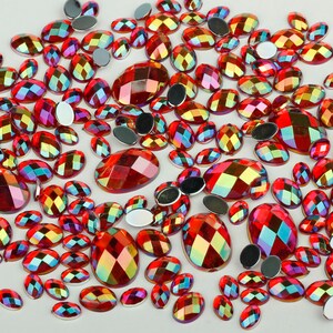 A10 Iridescent Red Loose Festival Face Body Gems Jewels 10g Mixed Sizes ...