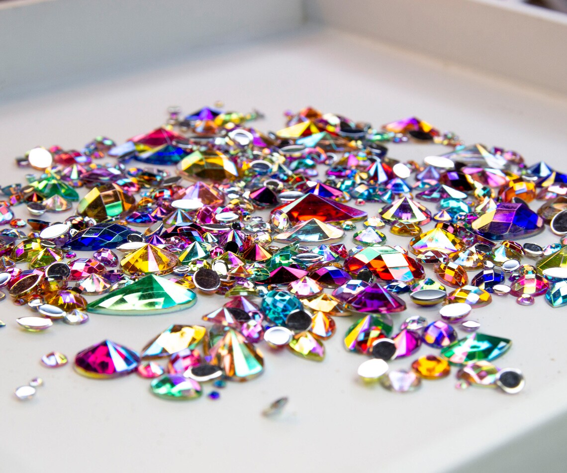 Rainbow Mixed Loose Festival Face Gems 15g Glitter Jewels - Etsy UK