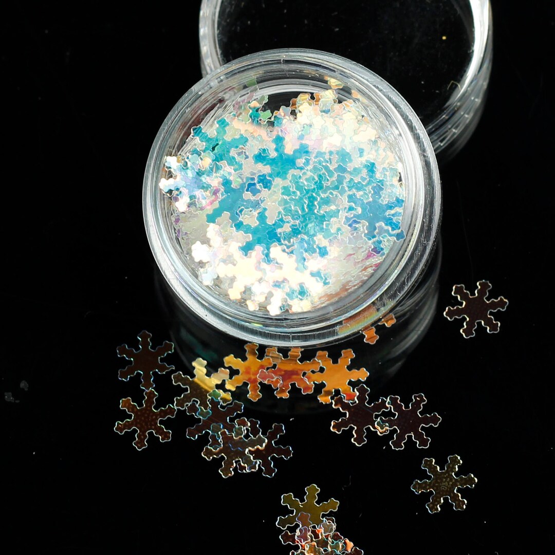 Snowflake Glitter Blue White Translucent Iridescent Effect - Festival ...
